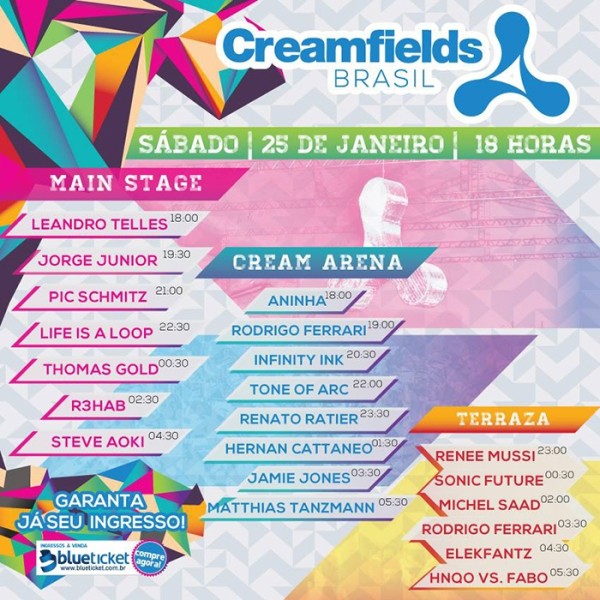 Creamfields divulga horários do line up - Alataj